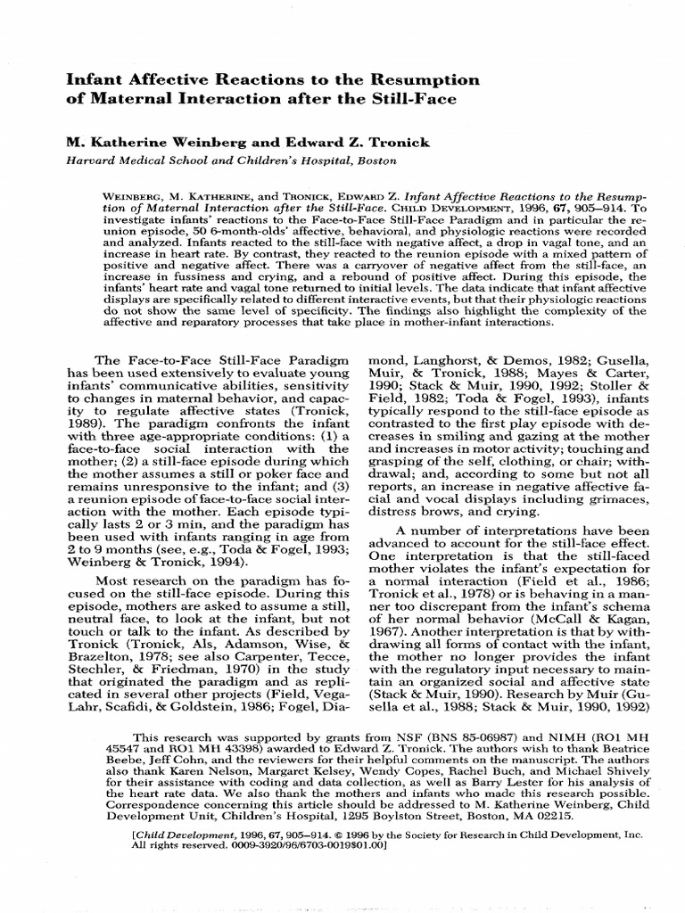 Infant Reactions to Maternal Interaction | PDF | Facial Expression | Infants