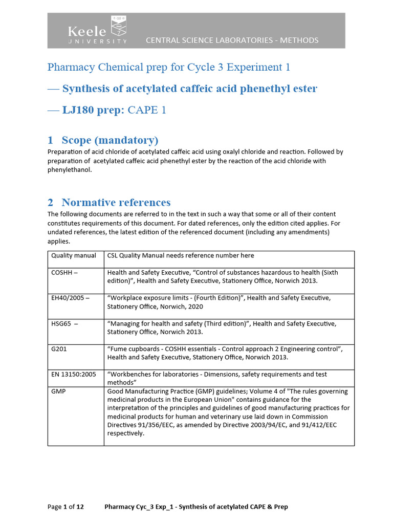 2020 Pharmacy Organic Chemisty Lab - Chemical Prep For CAPE (1) 2 | PDF ...