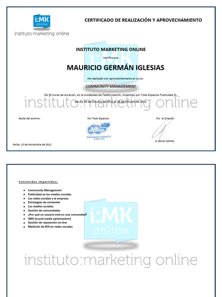 Certificado Community Manager Pdf