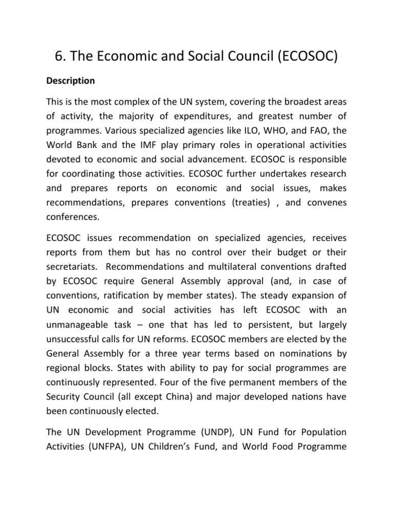 6. The Economic and Social Council (ECOSOC): Description | United ...