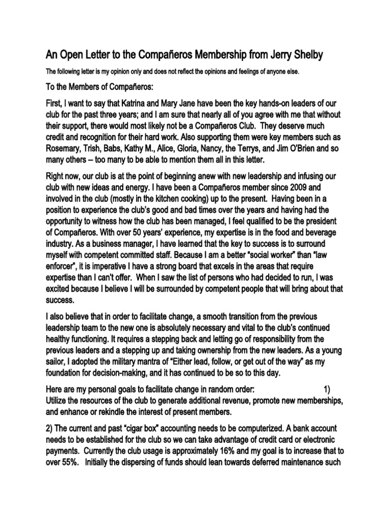 Jerry's Final Open Letter | PDF