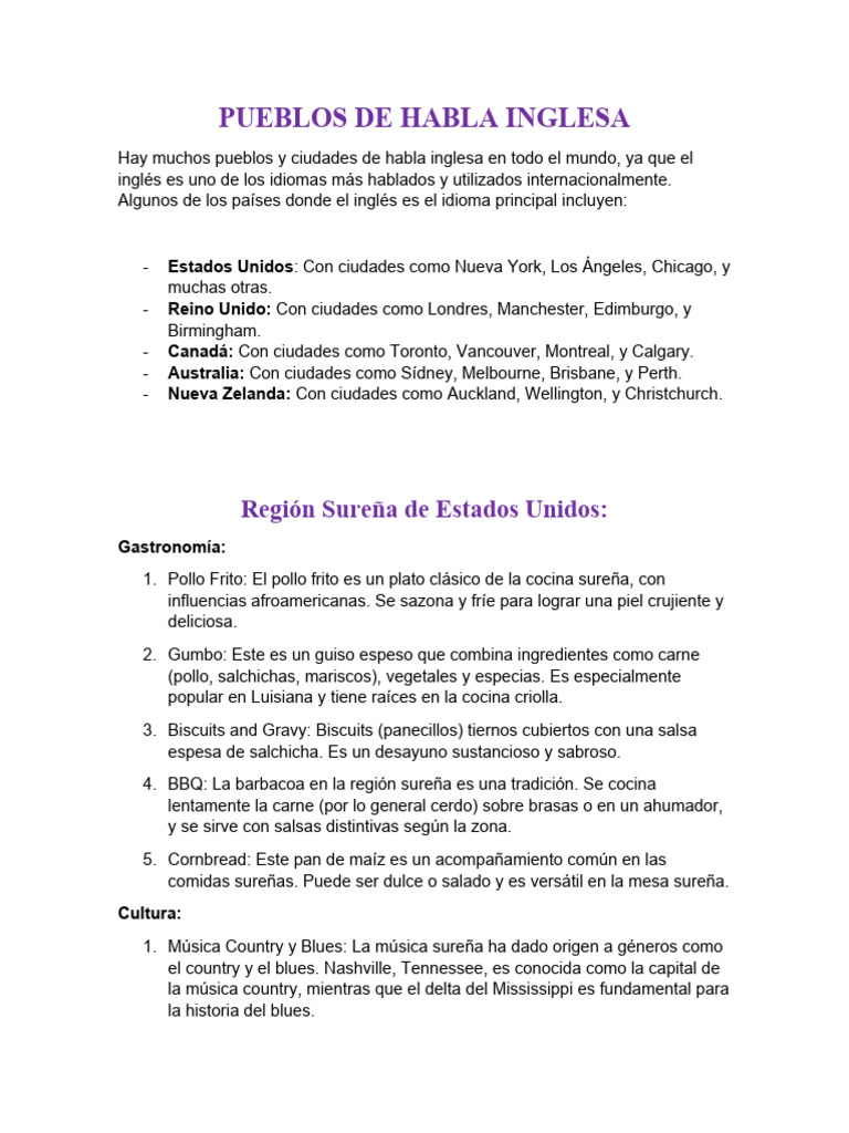 Pueblos de Habla Inglesa | PDF | Cocina del sur de los Estados Unidos ...