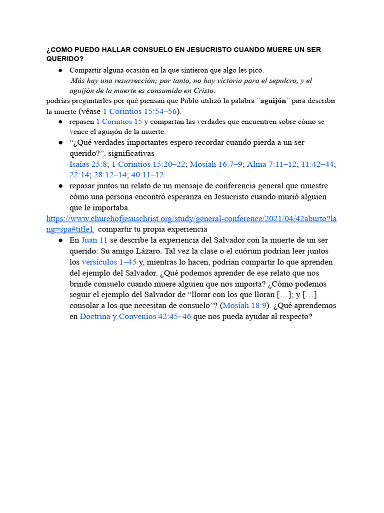 ¿Como Puedo Hallar Consuelo en Jesucristo Cuando Muere Un Ser Querido | PDF
