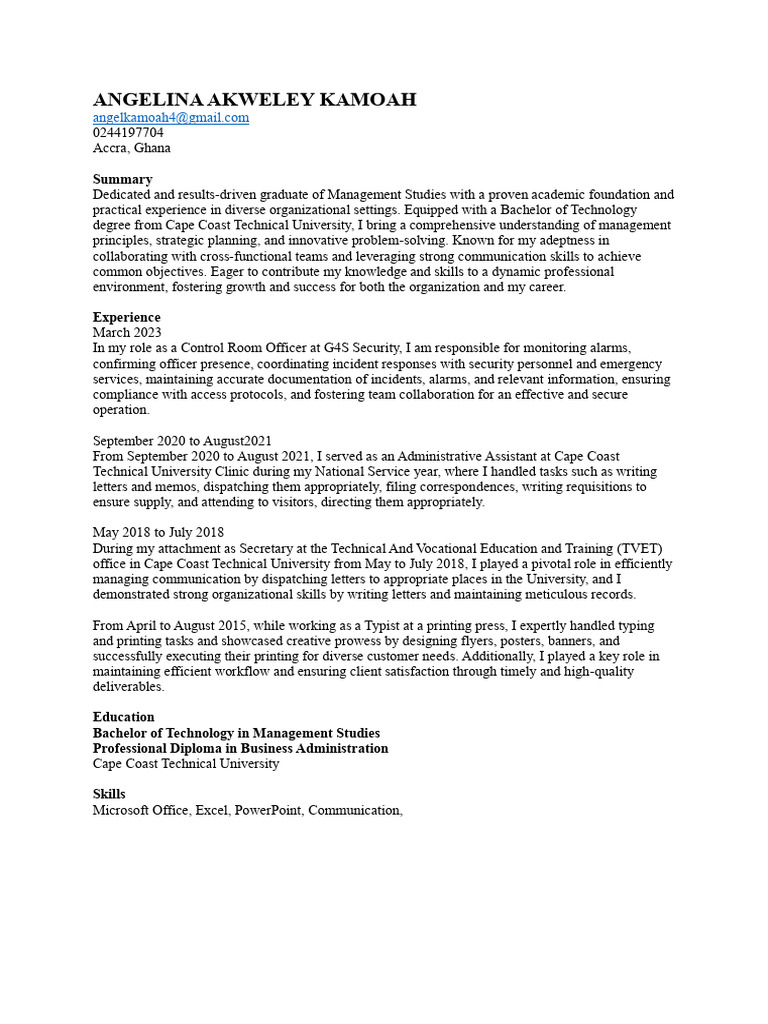 Angie's Resume | PDF | Business