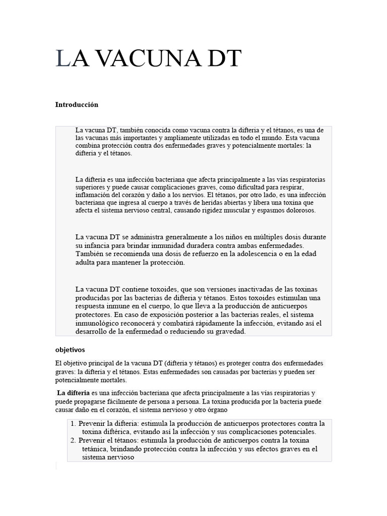 Vacuna DT y Neumococo | PDF | Vacunas | Sistema inmune
