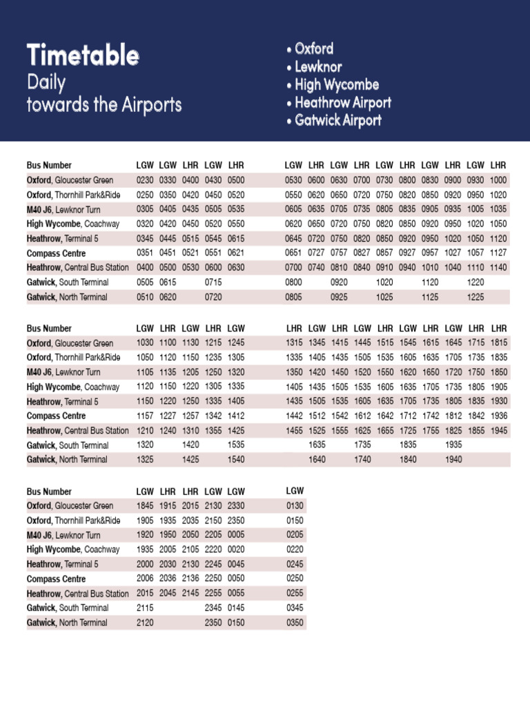 The Airline Timetable Booklet July 2022 WEB | PDF | Oxford | Commuting