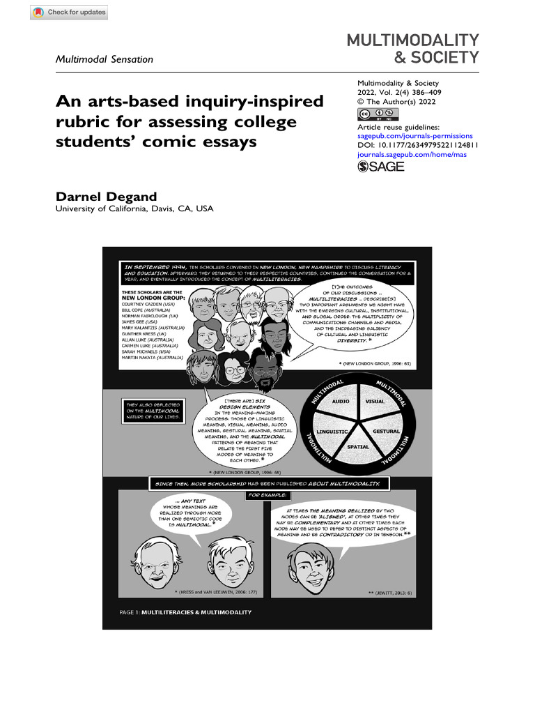 Degand 2022 An Arts Based Inquiry Inspired Rubric For Assessing College ...