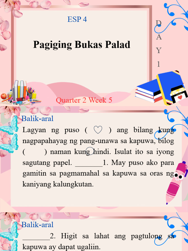 Pagiging Bukas Palad: Quarter 2 Week 5 | PDF