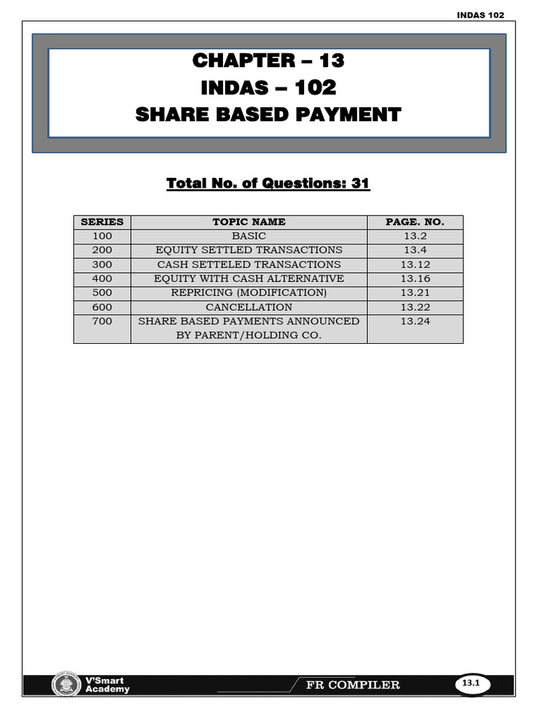 FR QB Compiler - Indas 102 | PDF | Option (Finance) | Equity (Finance)