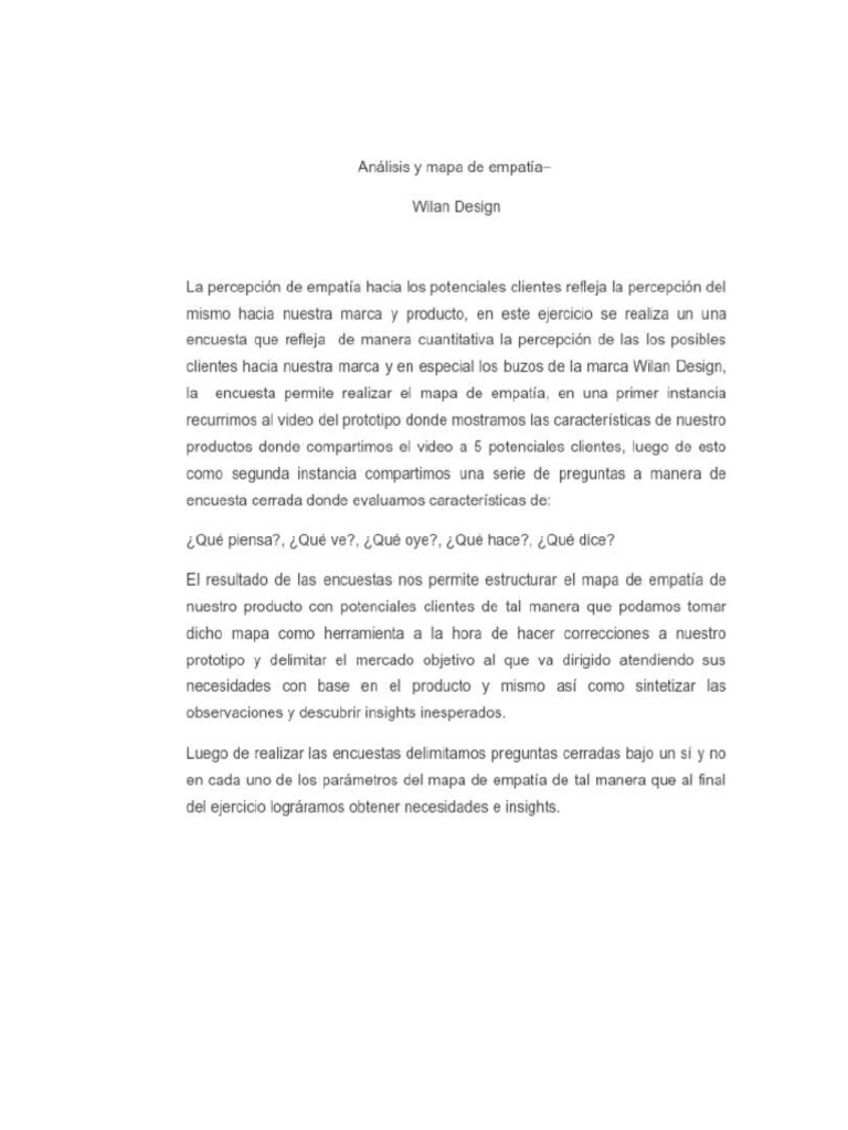 Mapa de Empatia Producto Arepa y Chorizo Con Amor | PDF | Cocina, comidas y vino