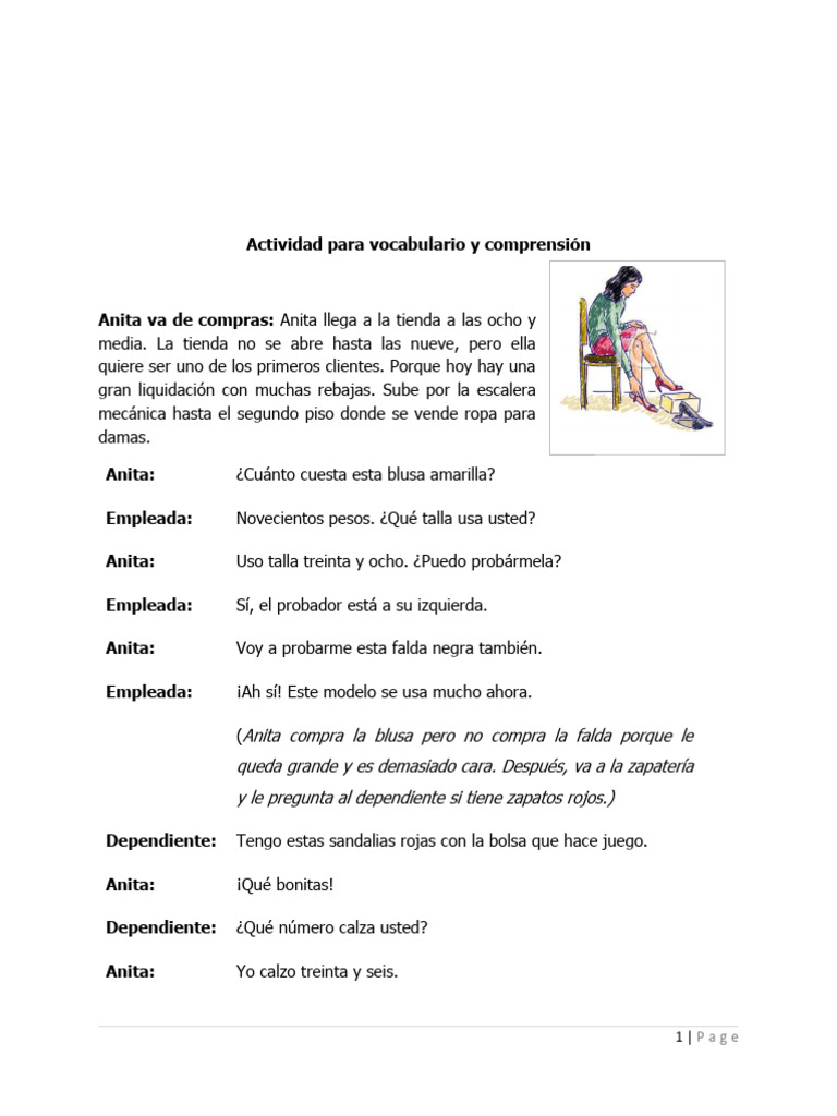 Anita Va de Compras Reading Comprehension (AutoRecovered) | PDF