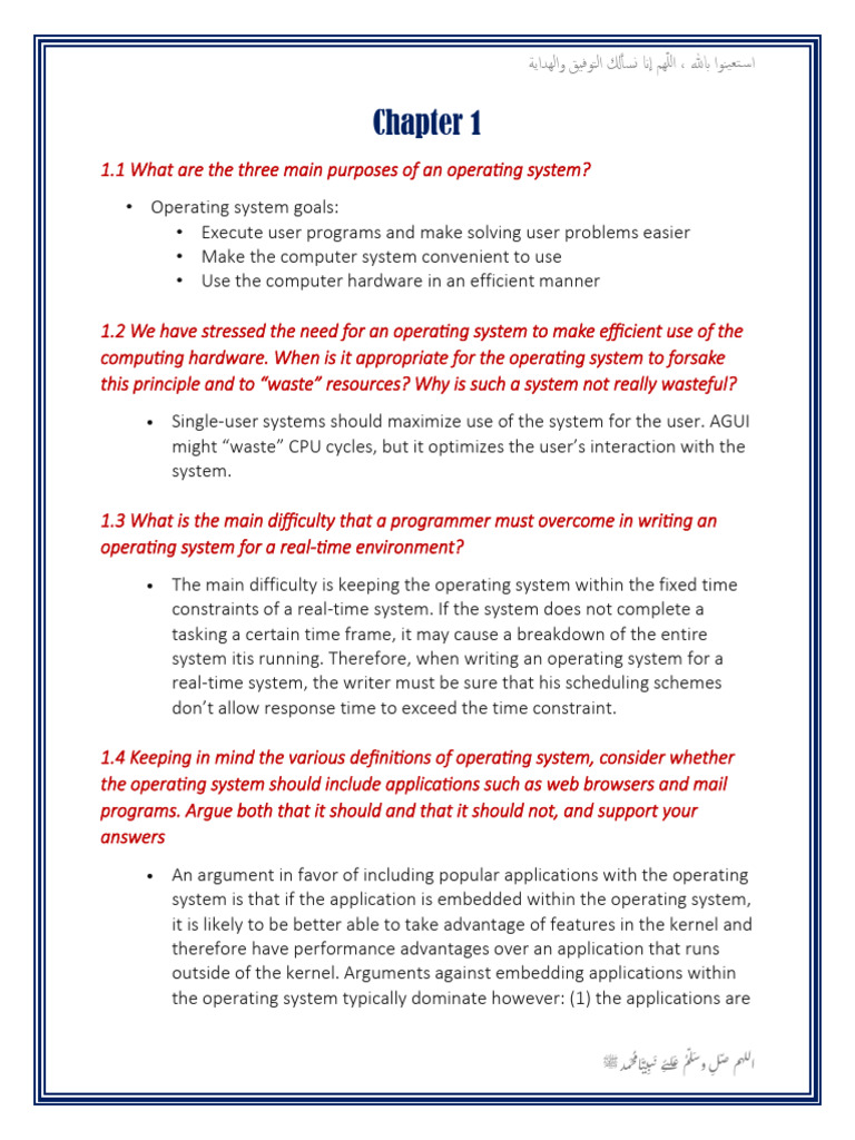 Chapter 1 Answers | PDF | Operating System | Kernel (Operating System)