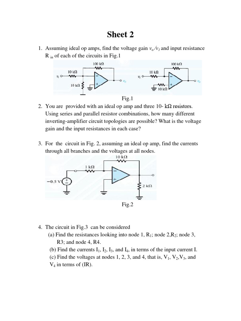 Sheet 2 | PDF | Operational Amplifier | Amplifier