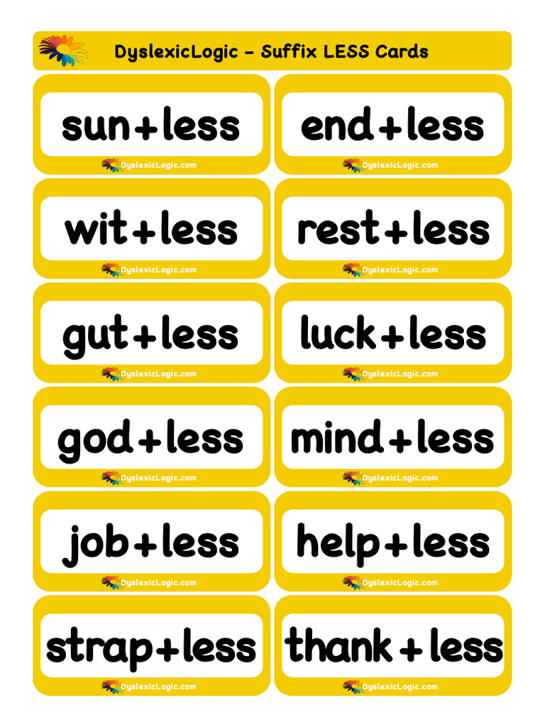 Word Pack - Suffix LESS | PDF