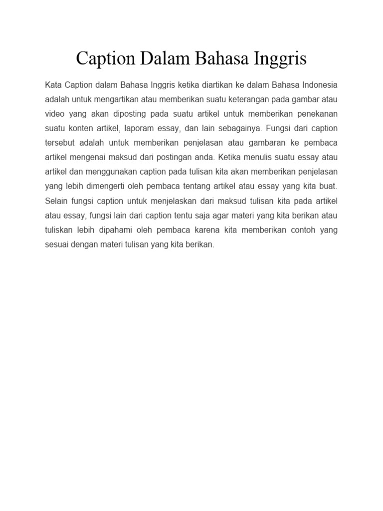 Jenis Caption Bahasa Inggris | PDF