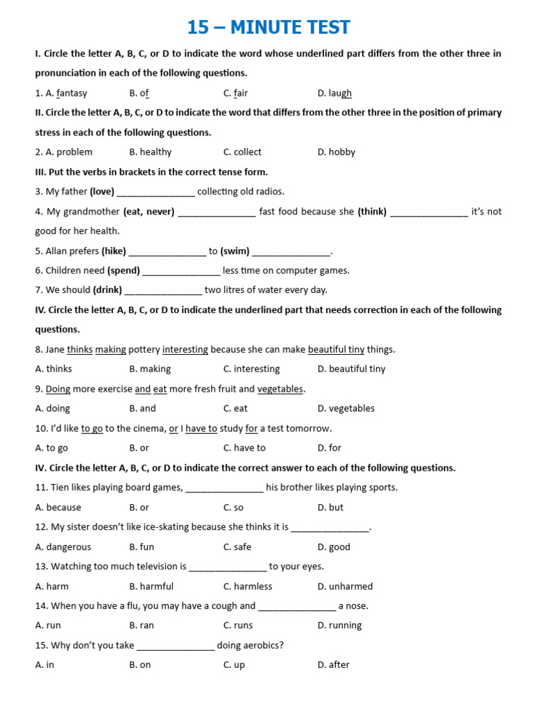 15 Minutes - Test 2 | PDF | Linguistics | Languages