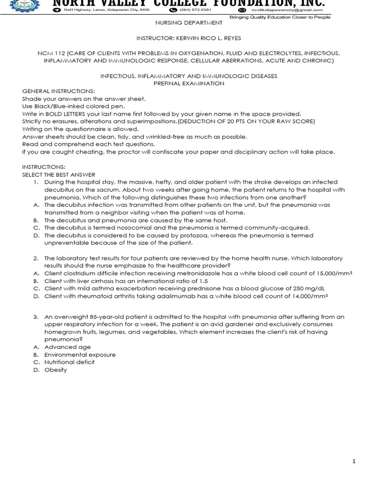 Prefinal | PDF | Pneumonia | Infection