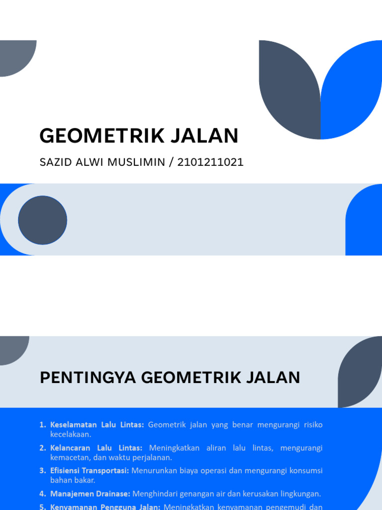 Sazid Alwi Muslimin. Tugas 3-PPT Geometrik Jalan | PDF | Sains & Matematika | Teknologi & Rekayasa