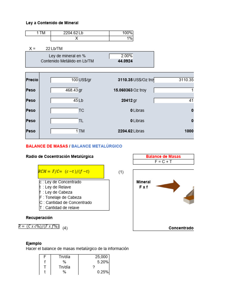 Calculo de Balance de Masas Resuelto 1699048872 | PDF | Minerales de ...