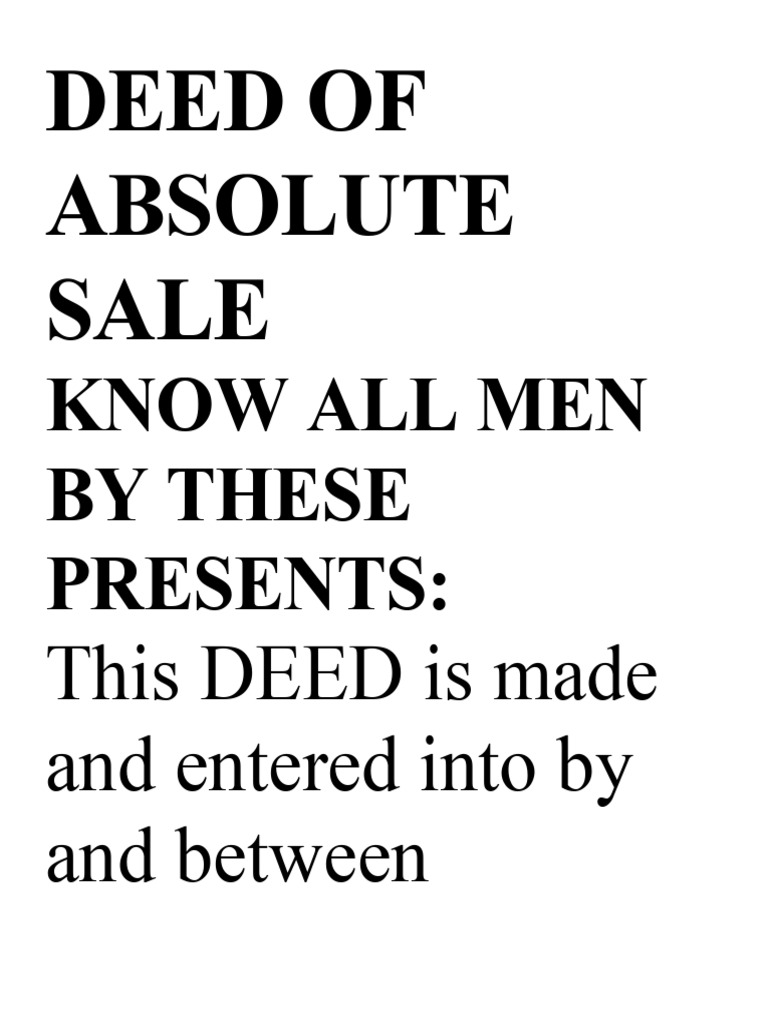 Deed of Absolute Sale | PDF