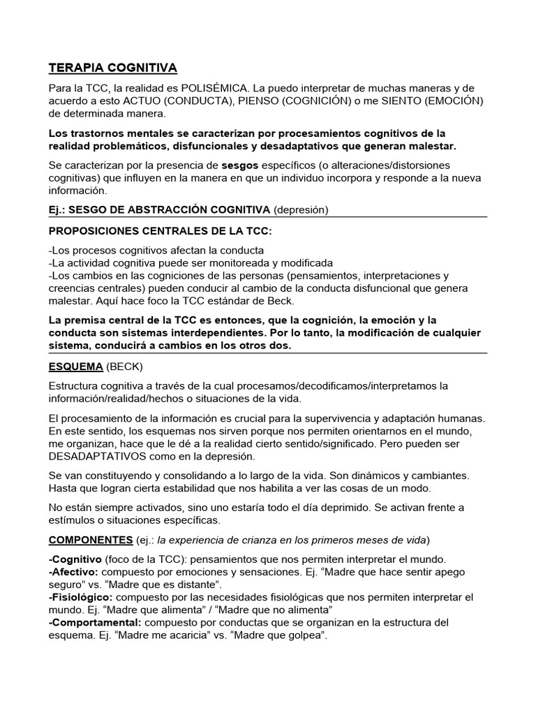 Resumen Terapia Cognitiva | Descargar gratis PDF | Terapia cognitiva ...