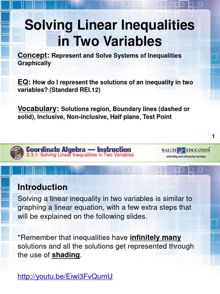 8 Solving Linear Inequalities in Two Variables | PDF | Algebra ...