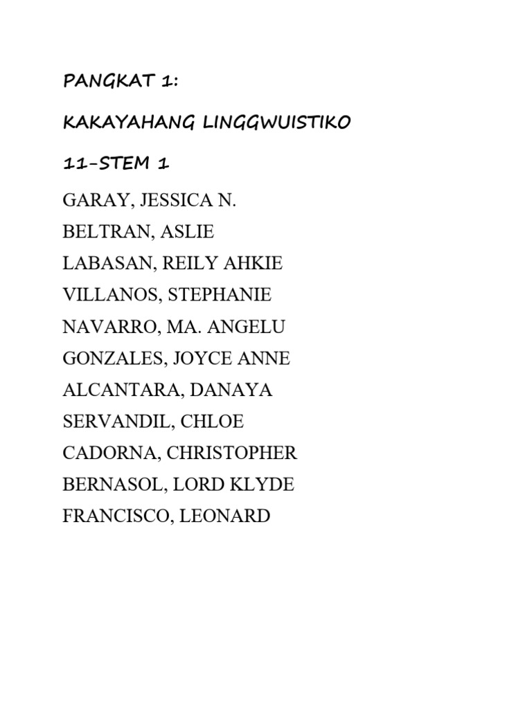 PANGKAT 1 Kakayahang Lingguwistiko | PDF