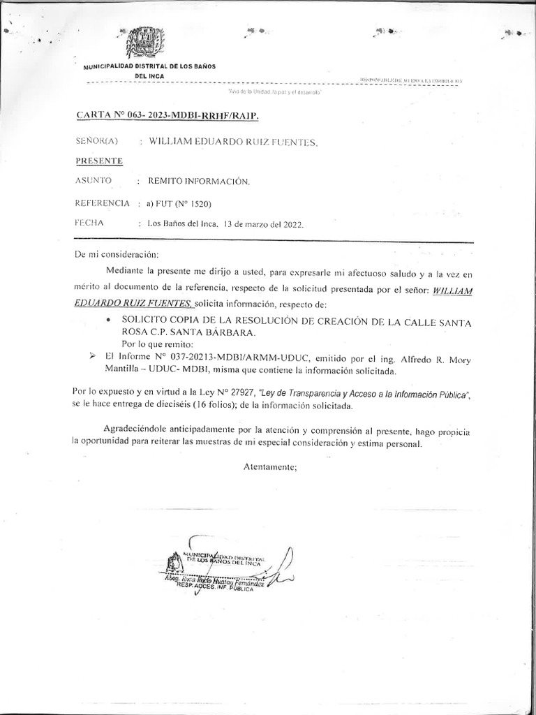 Reconocimiento MDBI - Psje Santa Rosa | PDF