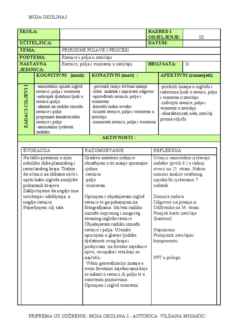 31 - Ravnice, Polja I Visoravni U Zavičaju | PDF
