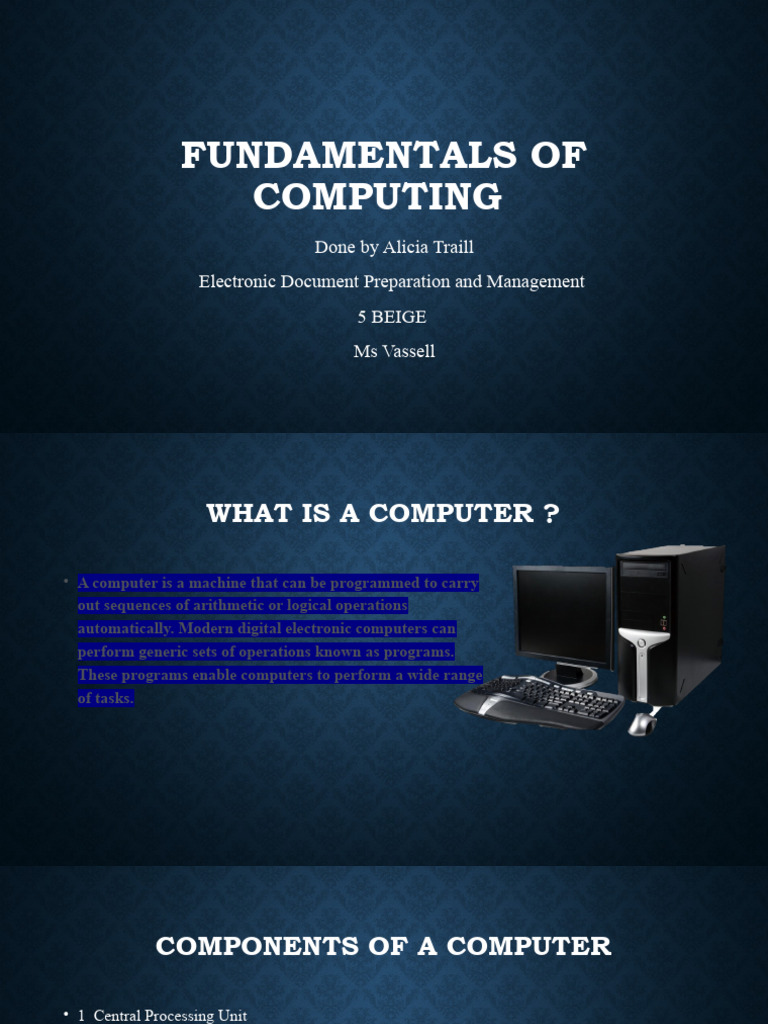 Fundamentals Of Computing Pdf Computer Data Storage Random Access Memory