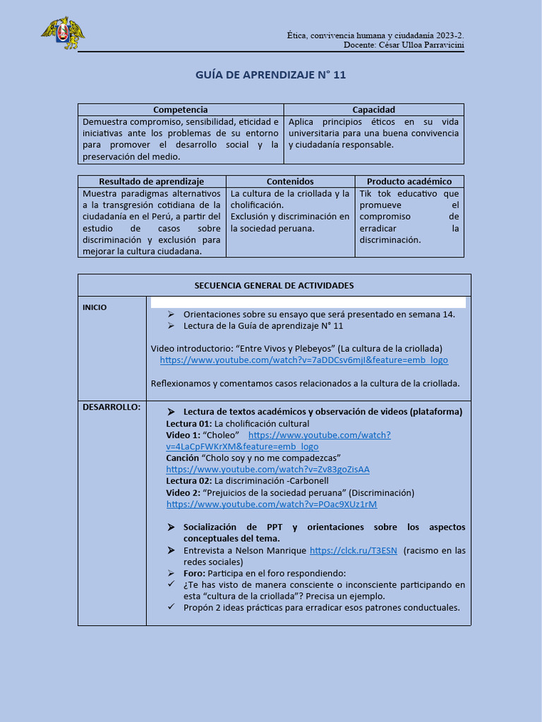 Sem 11 Guia de Aprendizaje | PDF | Cognición | Aprendizaje