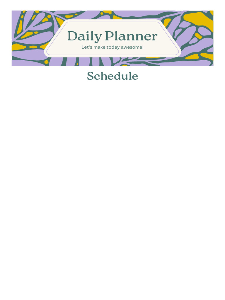 Daily Planner Doc in Pastel Purple Pastel Yellow Teal Fun Patterns ...