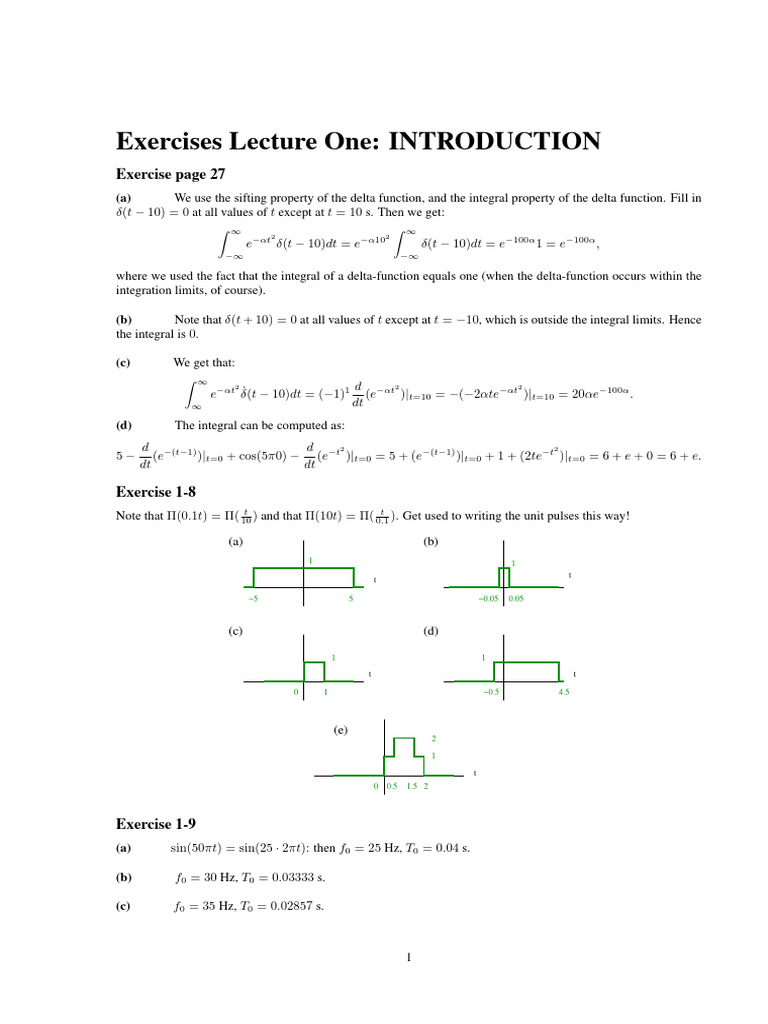 Delta Function Exercises and Solutions | PDF | Functions And Mappings ...