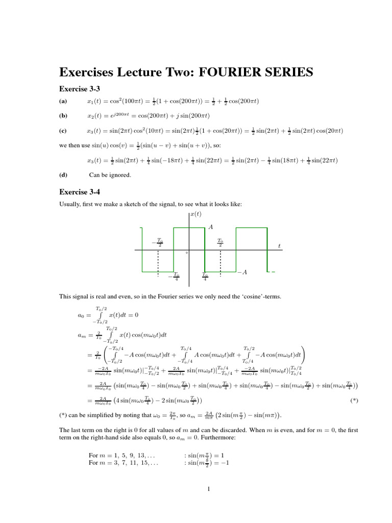 Ae2235 Exercises Lecture 2 | PDF | Trigonometric Functions | Fourier Series