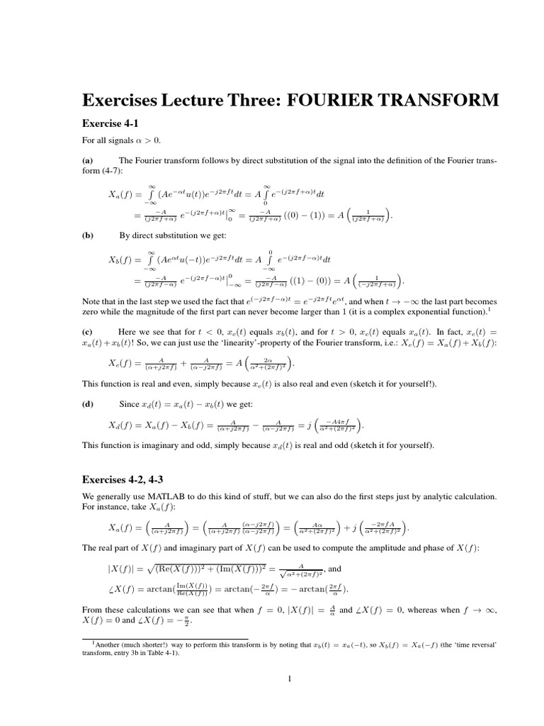Ae2235 Exercises Lecture 3 Pdf Spectral Density Fourier Transform