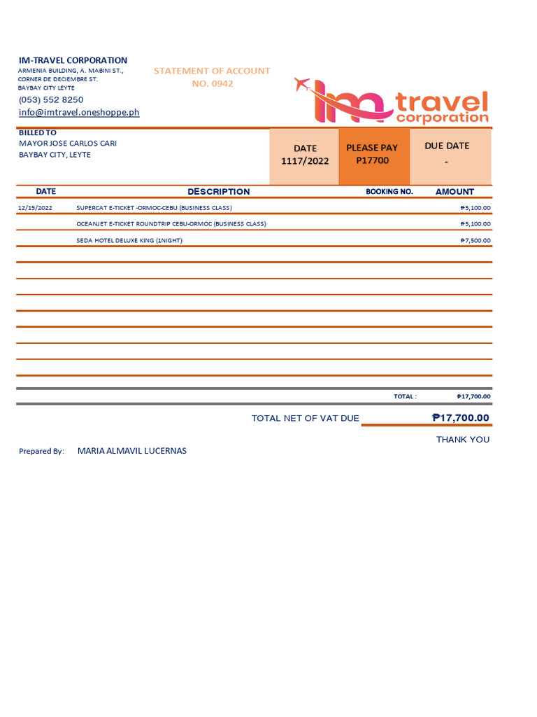 Billing Template | PDF | Business Class | Transport