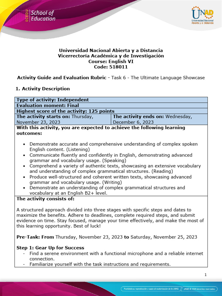 Activity Guide and Evaluation Rubric - Task 6 - The Ultimate Language ...