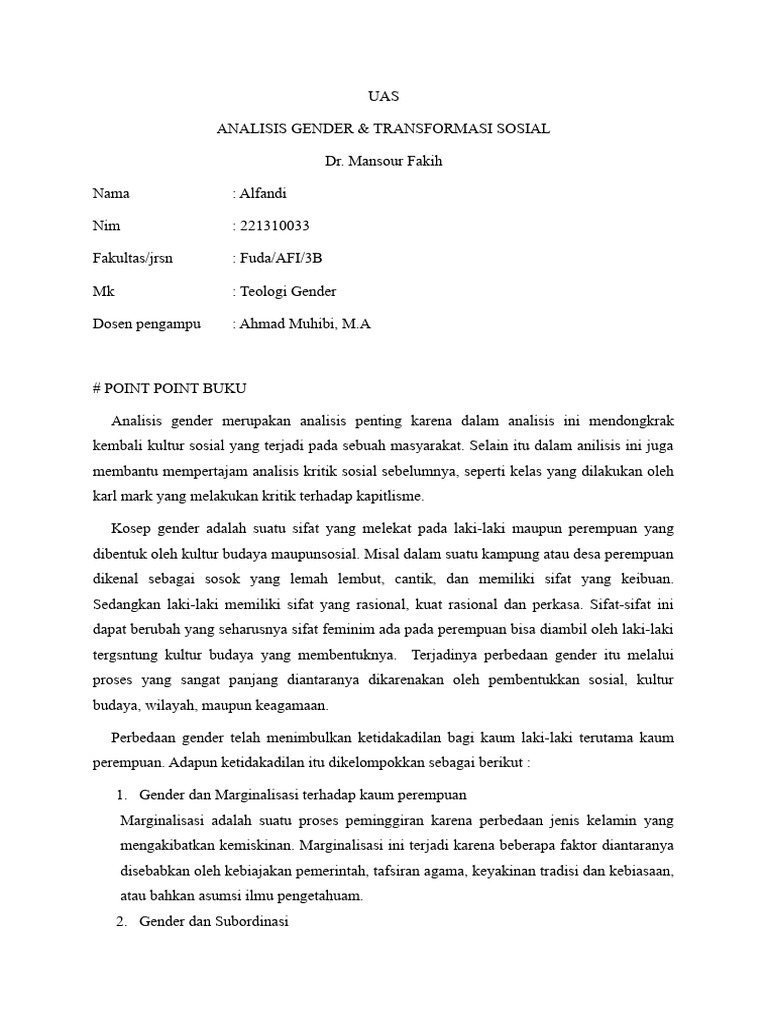 Uas Gender | PDF | Ilmu Sosial | Pengembangan Diri
