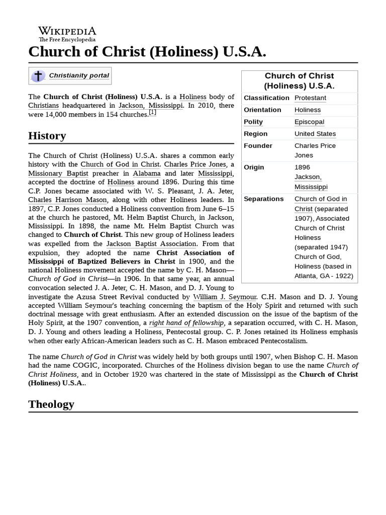 Church of Christ (Holiness) U.S.A. | PDF | Religious Organizations ...