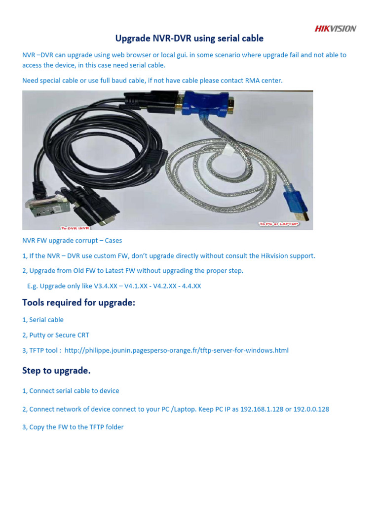 Upgrade NVR-DVR Using Serial Cable | PDF