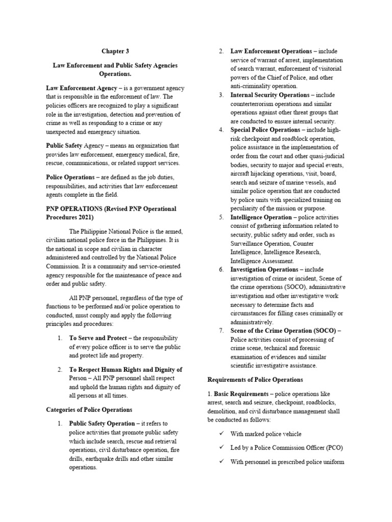 PNP Operational Procedures Overview | PDF | Police | Police Car