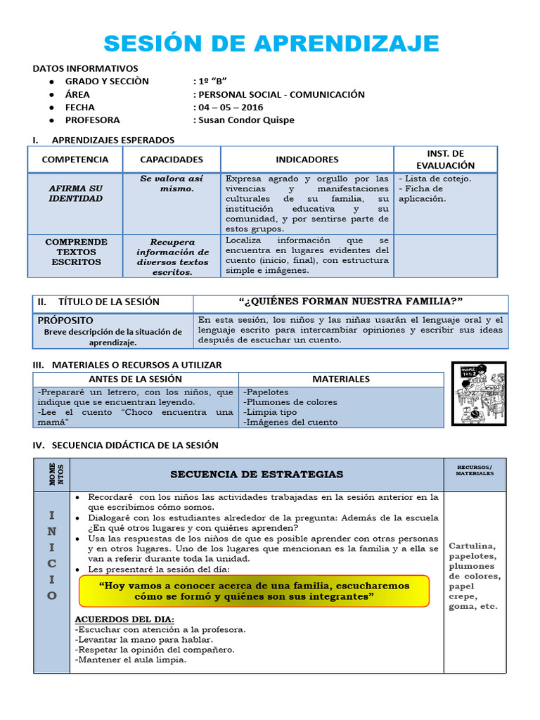 ¿Quiénes forman nuestra familia? | PDF | Aprendizaje | Evaluación