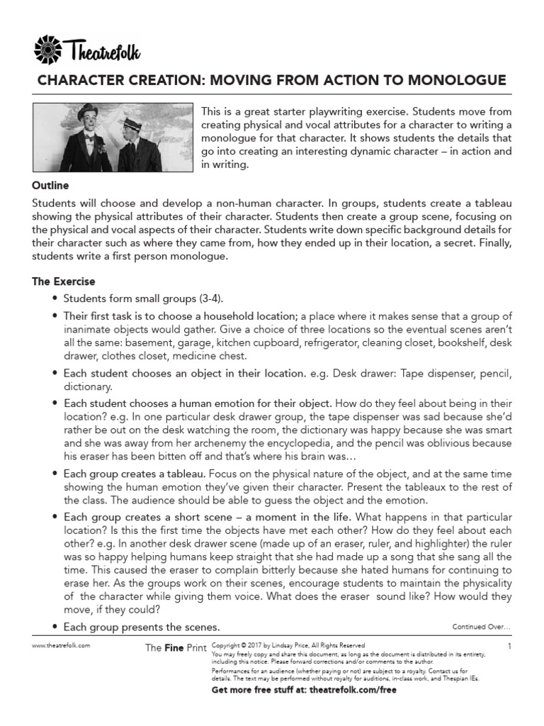 Character Creation Moving From Action To Monologue | PDF