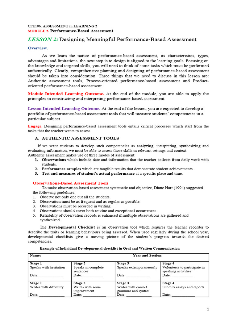 Designing Performance Assessments | PDF | Educational Assessment ...