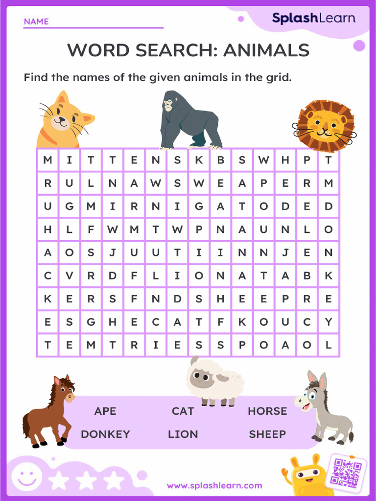 Word Search - Animals | PDF