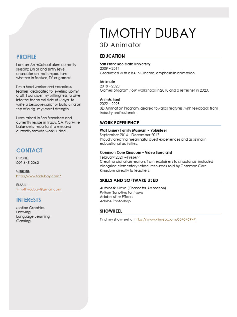 Timothy Dubay Resume (2023) | PDF