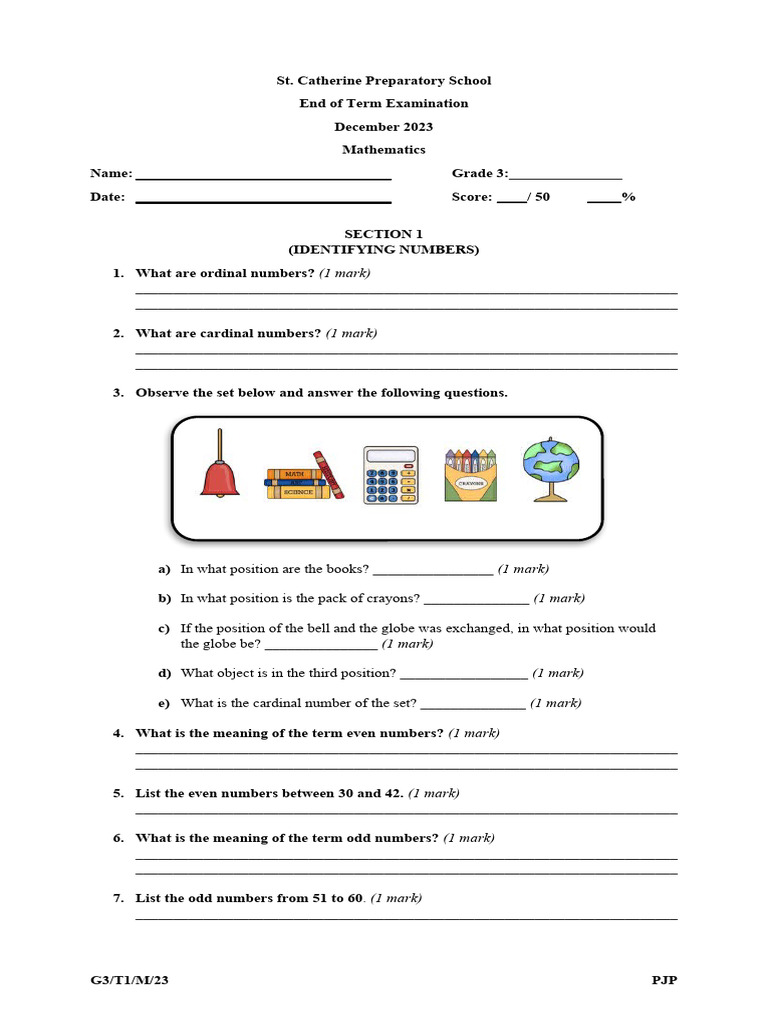 End of Term Examination | PDF | Mathematics | Numbers