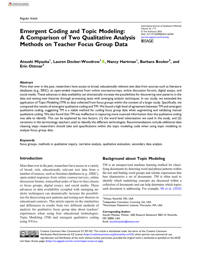 Emergent Coding vs. Topic Modeling | PDF | Focus Group | Qualitative Research
