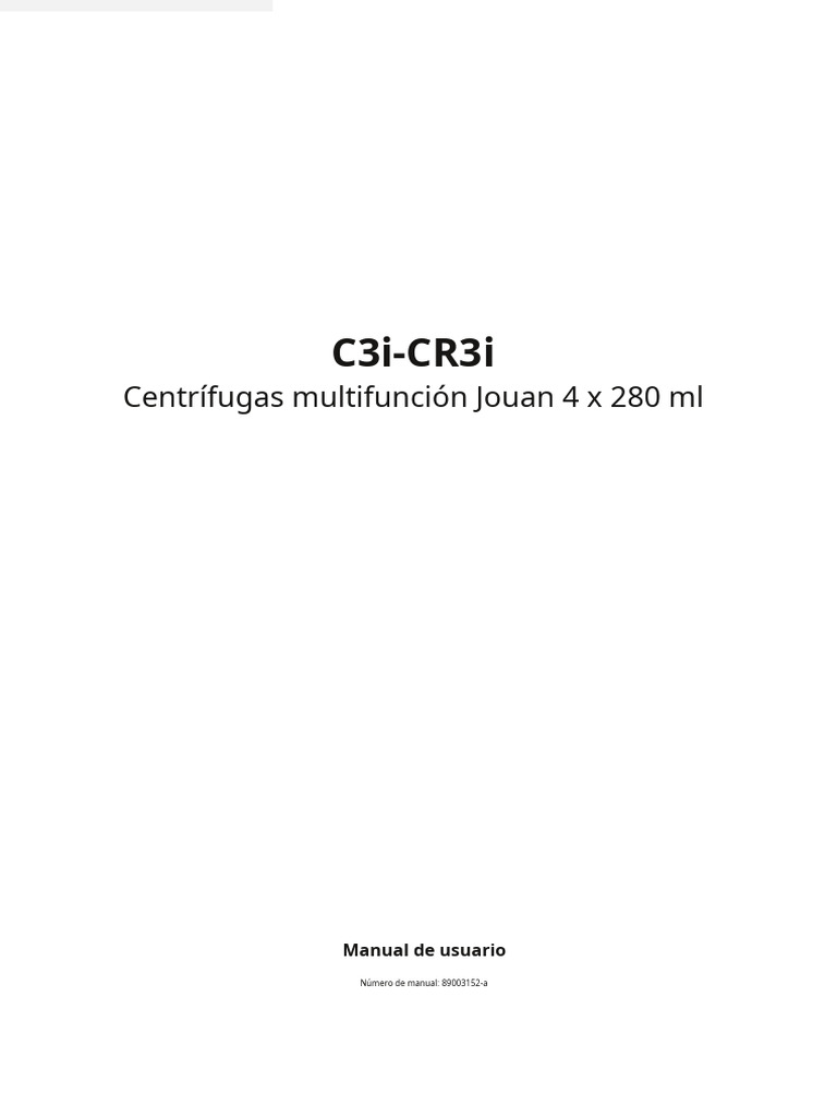 Manual Centrífugas Jouan C3i-CR3i | PDF | Ingenieria Eléctrica | Clorofluorocarbono