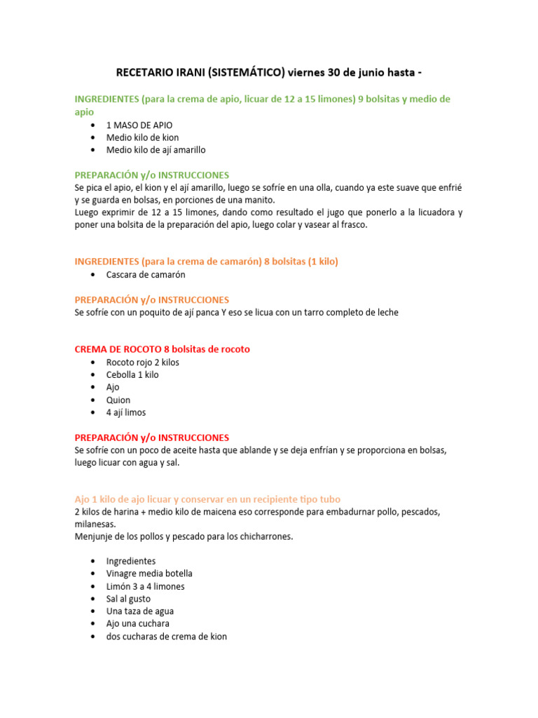 Recetario Irani | PDF | Cilantro | Sopa de pollo